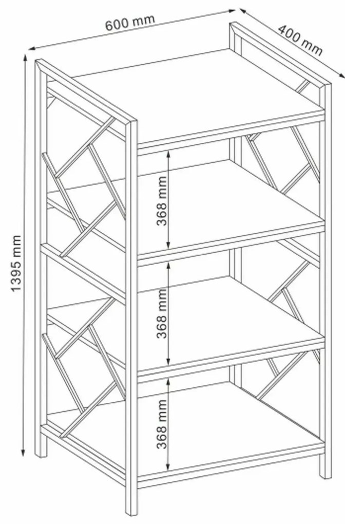 Regál Tablo 04 140 cm dub přírodní/černý