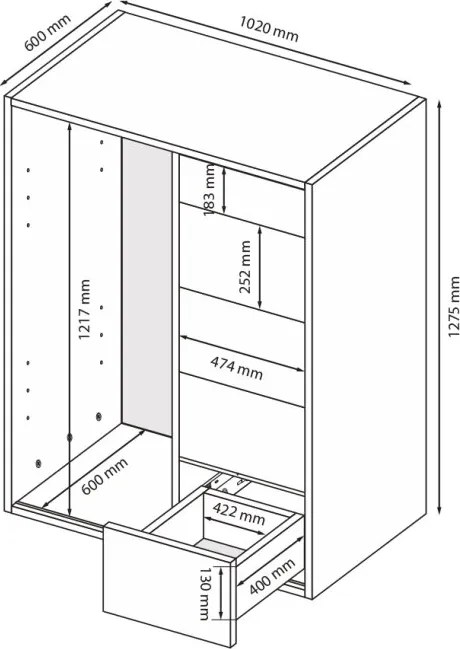 Komoda 1dv 5šx (Bílá) Case