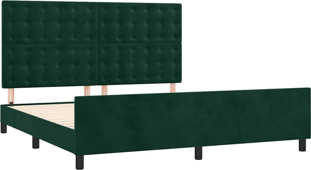 Rám postele bez matrace tmavě zelená 160 x 200 cm samet 3126010