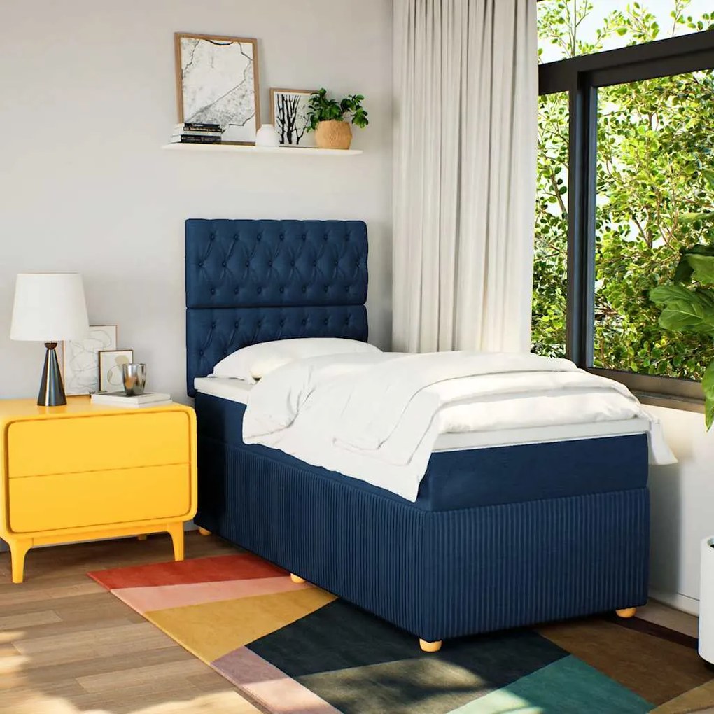 Box spring postel s matrací modrá 80x200 cm textil 3294196