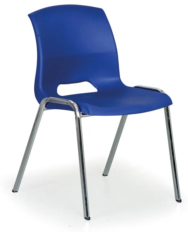 Plastová jídelní židle s kovovou konstrukcí CLEO, modrá