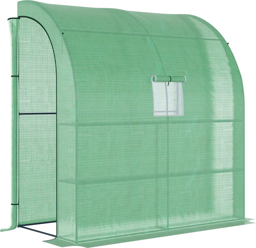 Zelený fóliovník Outsunny pro rajčata s okny a rolovacími dveřmi, skleník s UV ochranou, 200 x 100 x 215 cm | Aosom