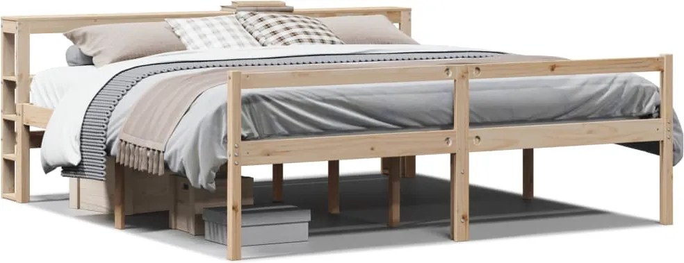 Postel s čelem pro seniory 200 x 200 cm masivní borovice 3305873