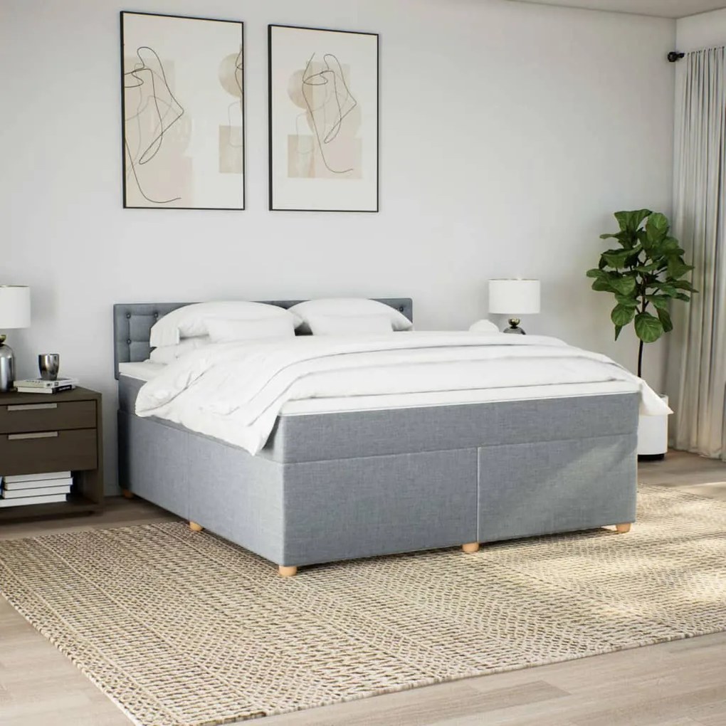 Box spring postel s matrací světle šedá 180 x 200 cm textil 3289073