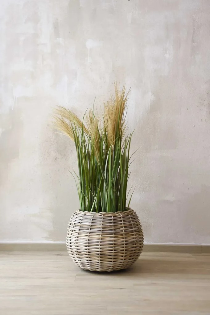 Přírodní koš na rostliny PALLA, ratan, průměr 45 cm, natur