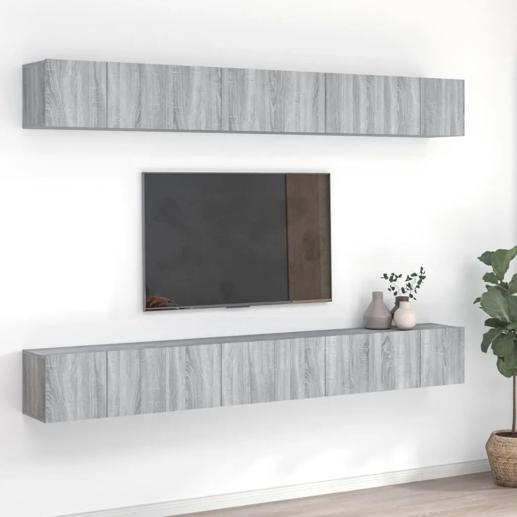 TV skříňky 8 ks šedé sonoma 60 x 30 x 30 cm kompozitní dřevo 3120309