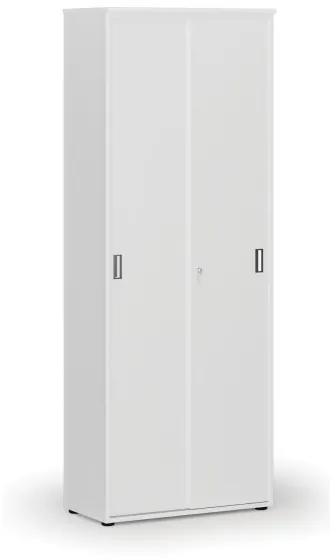Kancelářská skříň se zasouvacími dveřmi PRIMO WHITE, 2128 x 800 x 420 mm, bílá