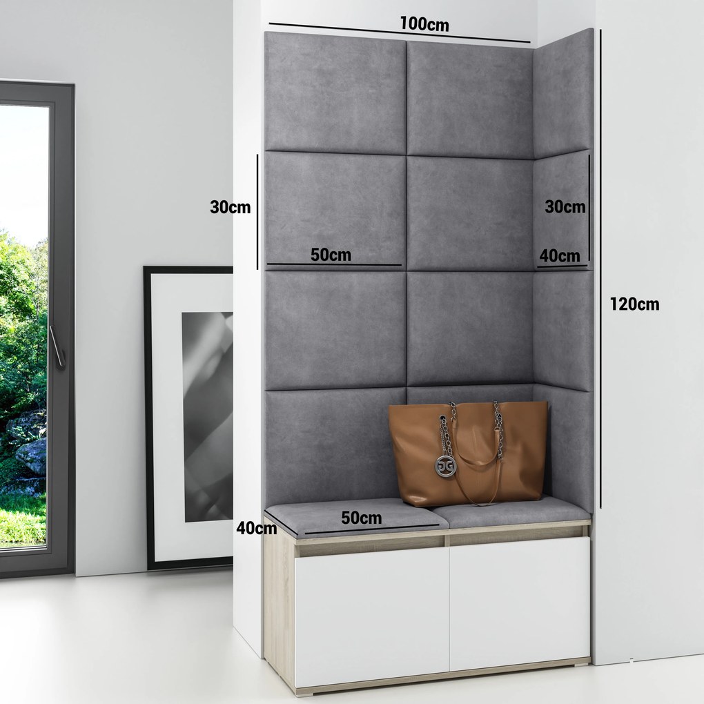 Eka Předsíňová stěna s čalouněnými panely Trinity 2 - Sonoma / Světlá béžová 2303