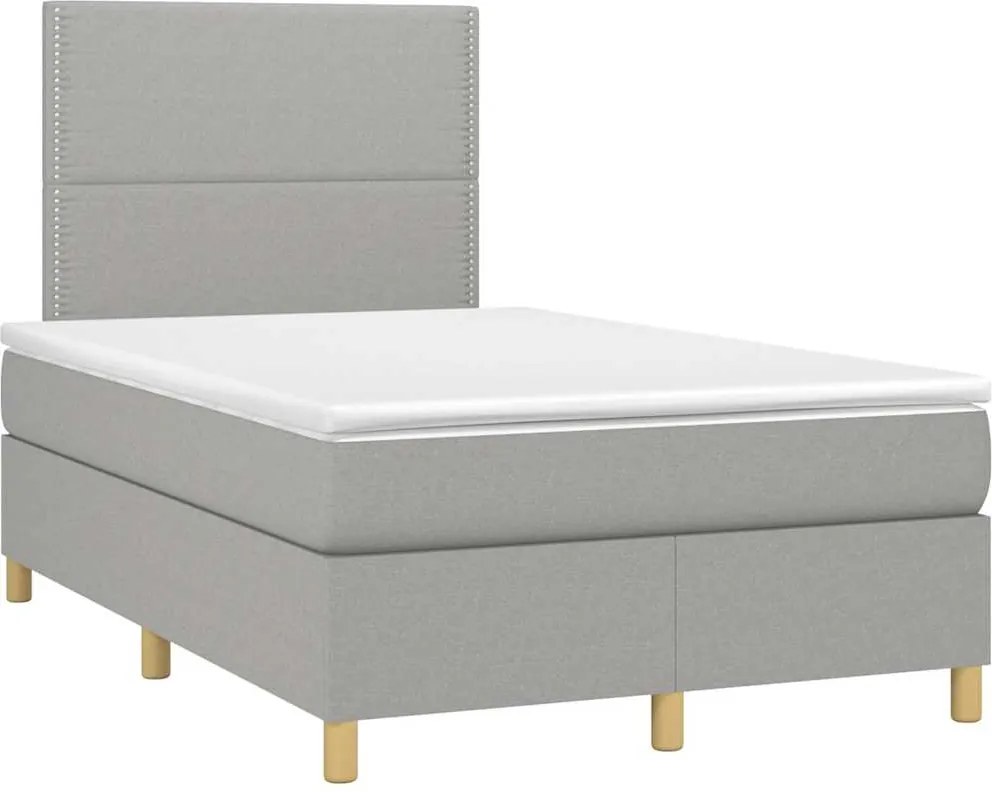 Box spring postel s matrací a LED světle šedá 120x190 cm textil 3270239