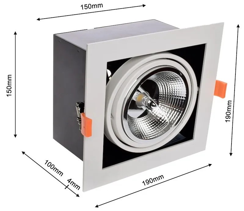 Podhledové svítidlo Plaza, 1x bílé kovové stínítko, (možnost polohování), b