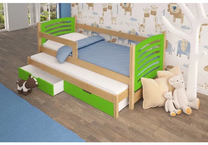 Rozkládací postel se zábranou Kora I - zelená