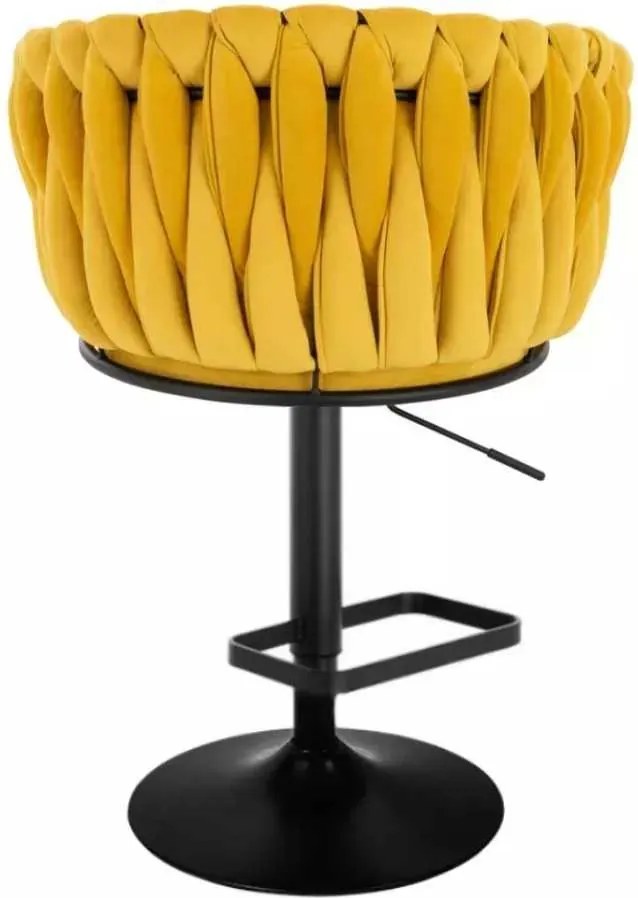LuxuryForm DESIGN ﻿Barová židle NORDEN VELUR na černé kulaté podstavě - žlutá