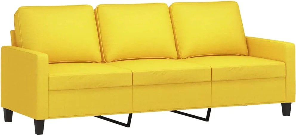 3místná pohovka s podnožkou světle žlutá 180 cm textil 3201042