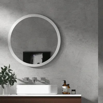 kleankin Osvětlené koupelnové zrcadlo Ø70 cm se 3 barvami světla, IP44, dotykový spínač, proti zamlžení pro moderní koupelny