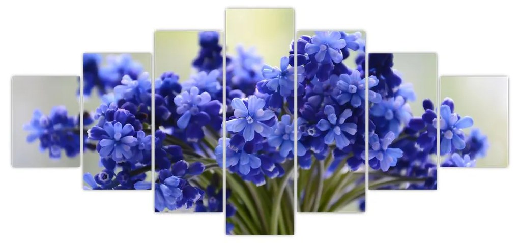 Obraz kytice modrých květů (210x100 cm)