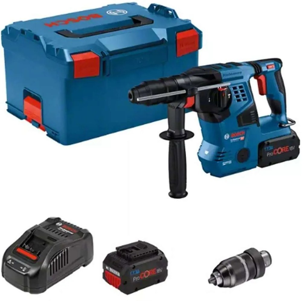 Bosch - 18V AKU vrtací kladivo SDS Plus, 2x aku 8,0 Ah ProCORE, nabíječka 0611921002