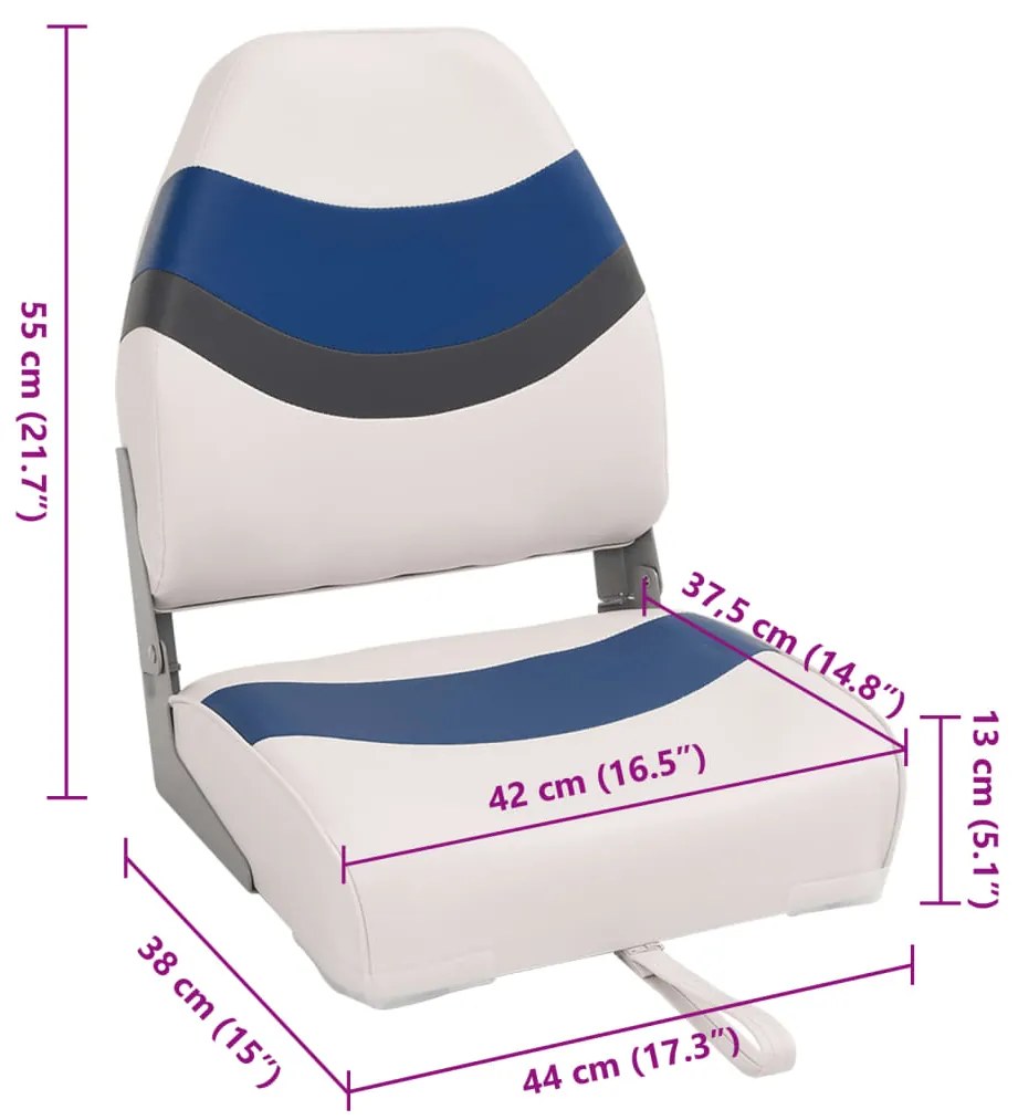 vidaXL Lodní sedadlo s vysokým opěradlem skládací 44 x 38 x 55 cm