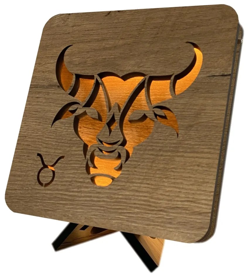 Li-Go Znamení "Býk" lampa 19x19cm provedení povrchu: ořech