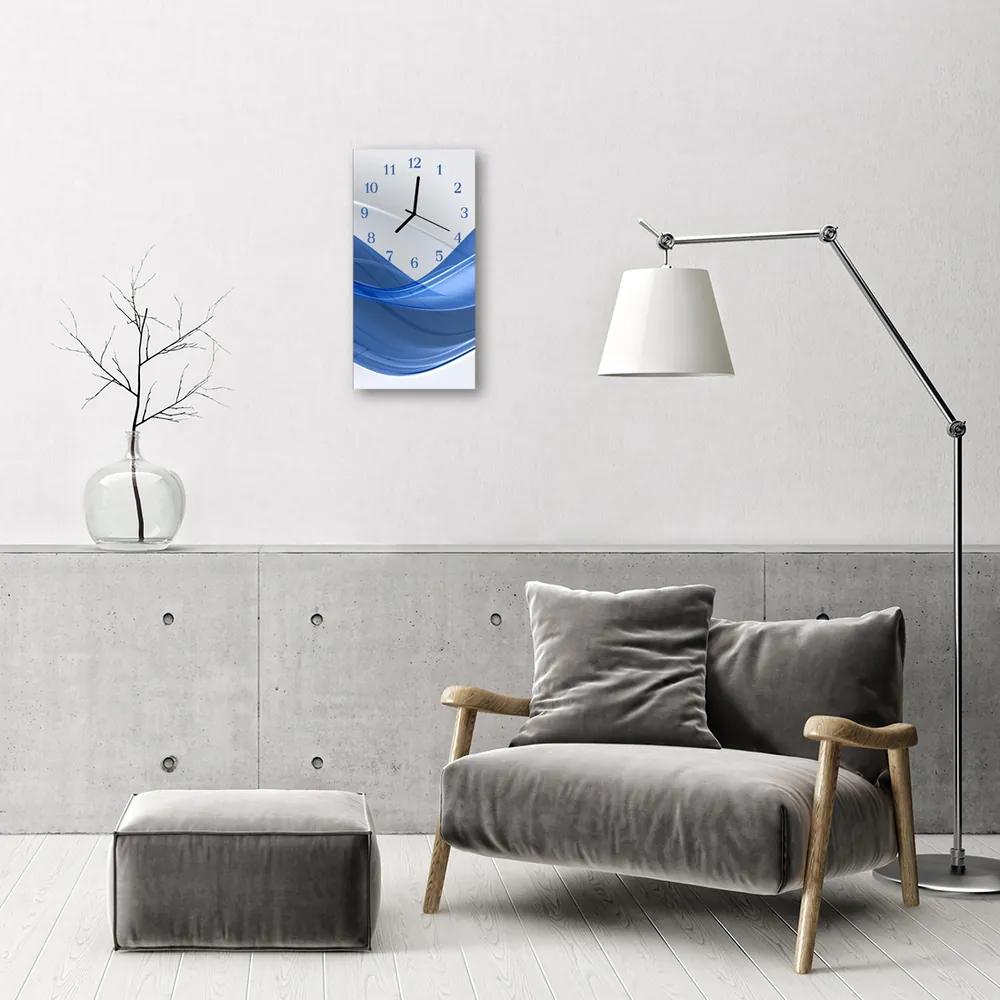 Skleněné hodiny vertikální Vody, modrá 30x60 cm