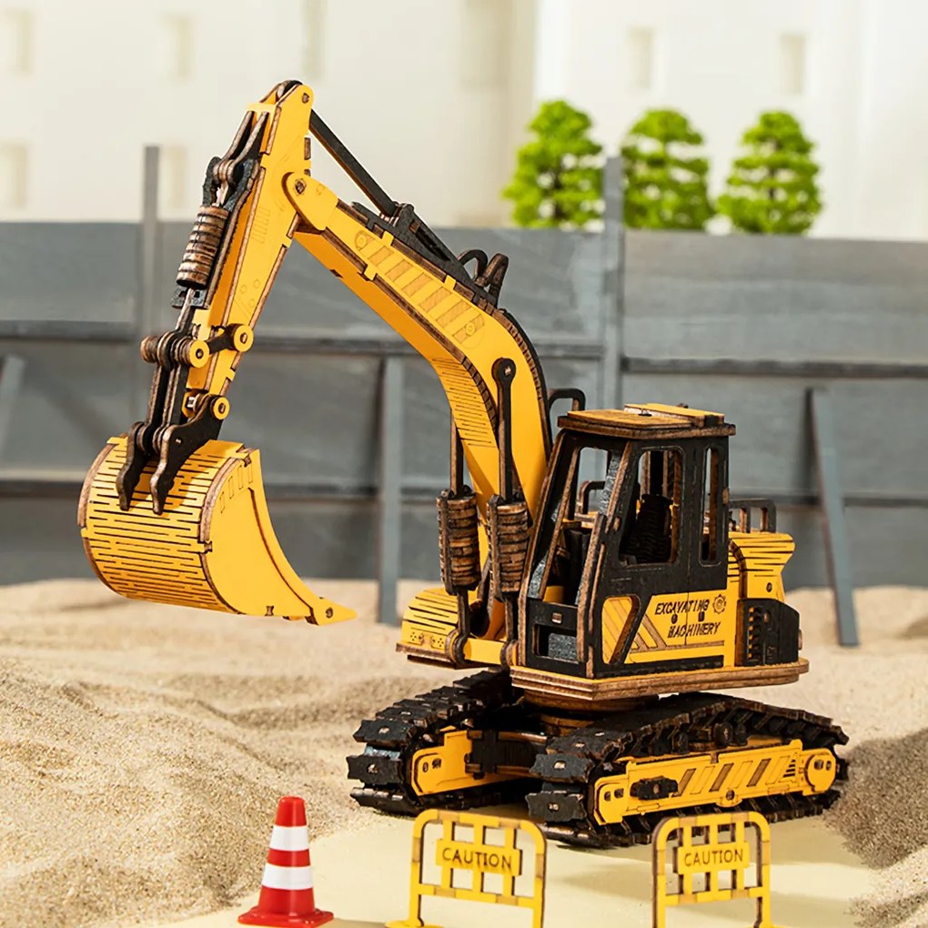 RoboTime dřevěné 3D puzzle Bagr