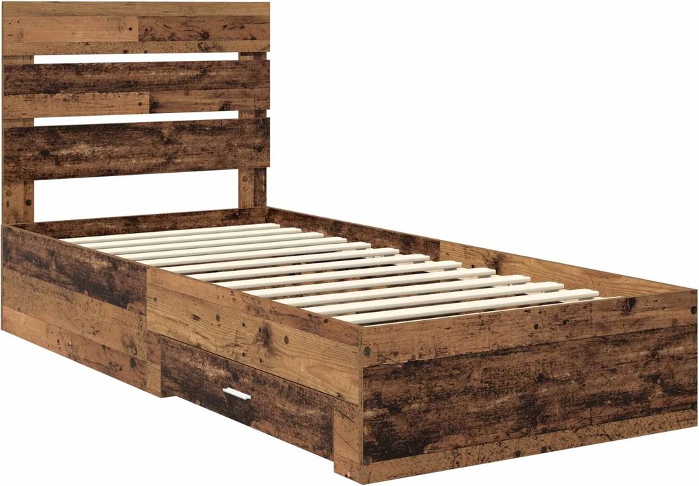 Rám postele s čelo Staré dřevo 90 x 200 cm Kompozitní dřevo 3412018