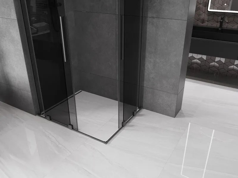 Mexen Velar L Duo, sprchový kout s posuvnými dveřmi 100 x 90 cm, 8mm šedé sklo, broušený grafit, 871-100-090-02-43-95