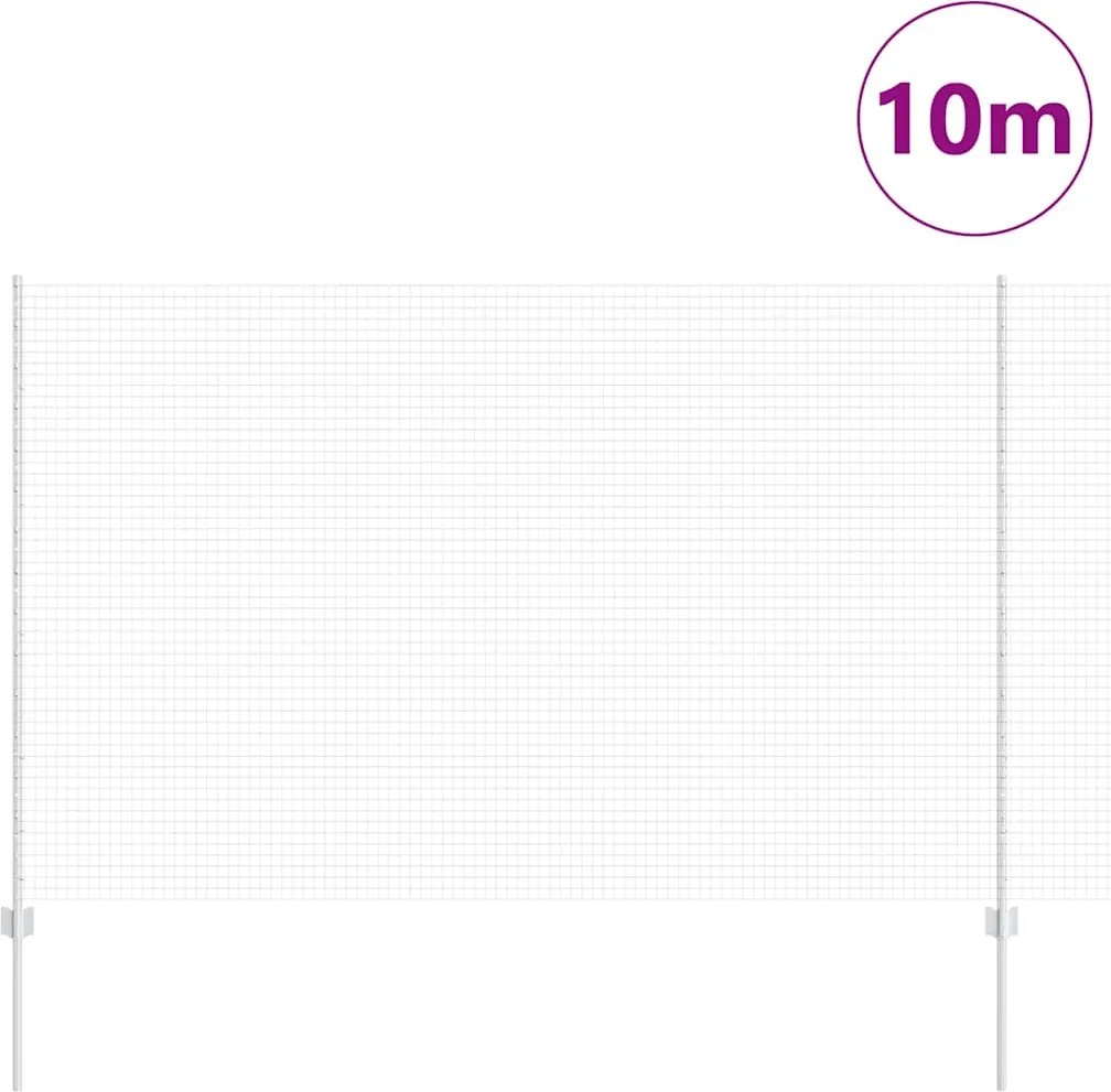 Svařovaná drátěná plotovina s tyčkami 10 x 1,6 m Stříbrná 3336343