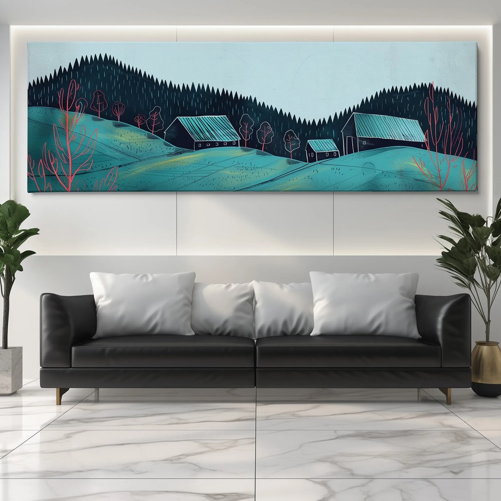 Obraz na plátně - Statek u starýho Zelenky FeelHappy.cz Velikost obrazu: 120 x 40 cm