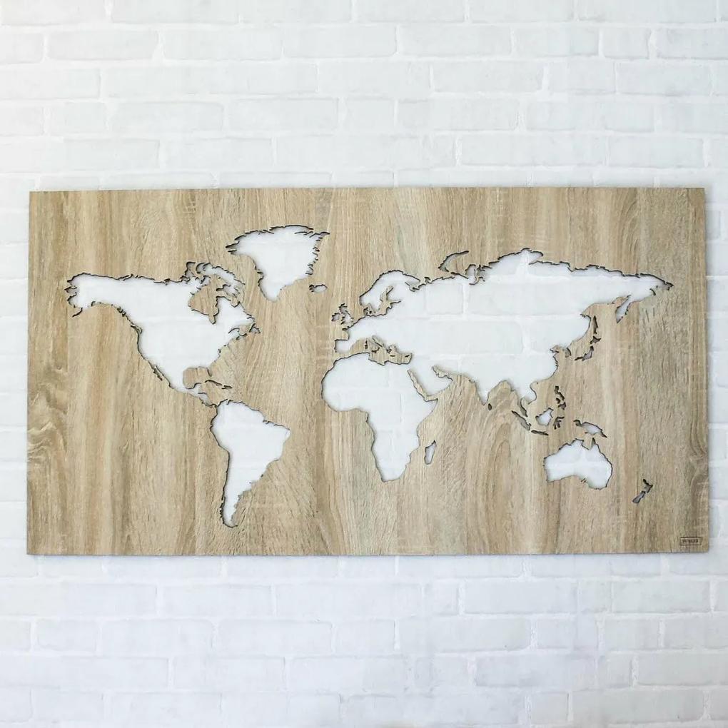 DUBLEZ | Dřevěná mapa světa na zeď - obraz