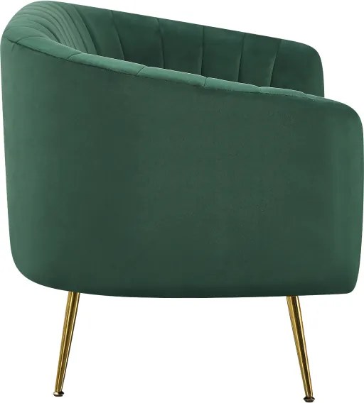 Designový 2-sed, tmavě zelená Velvet látka/gold chrom-zlatý, BAGY
