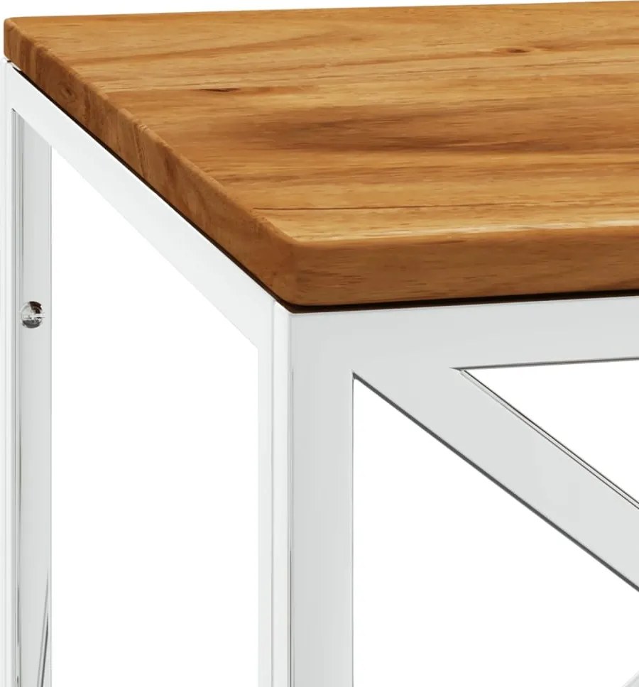 vidaXL Konferenční stolek nerezová ocel a masivní recyklované dřevo [349967] Barva: stříbrná a hnědá