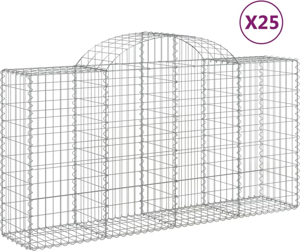 Klenuté gabionové koše 25ks 200x50x100/120cm pozinkované železo 3146336