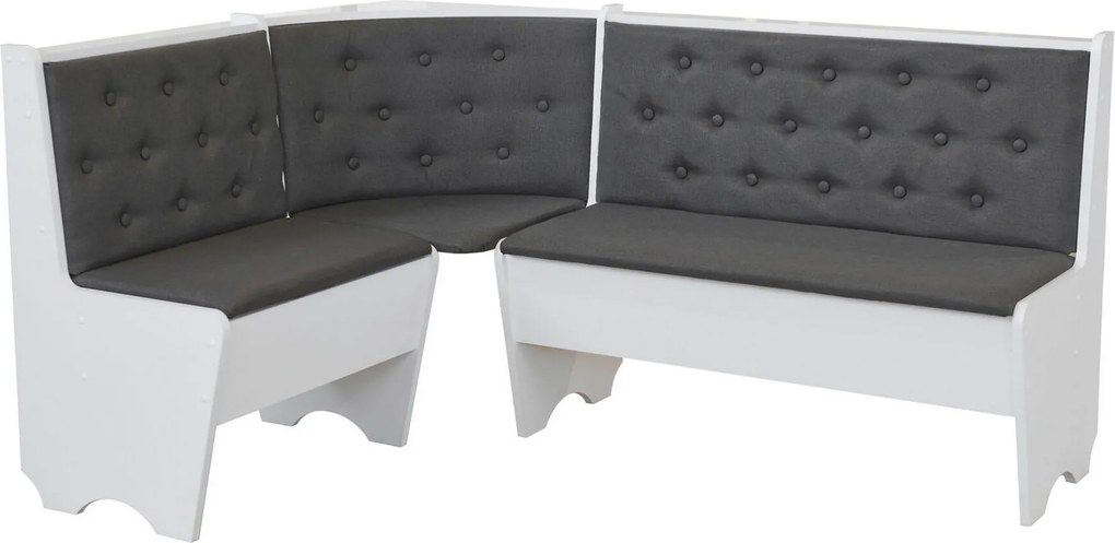 Jídelní rohový SET CORNER bílá/šedá látka