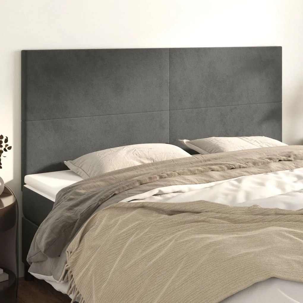 Čelo postele tmavě šedé 180x5x118/128 cm sametové 3116113