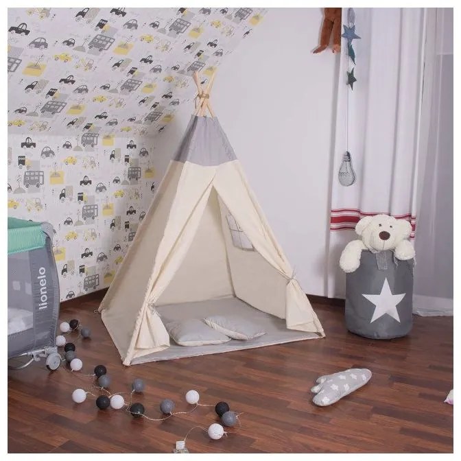 Teepee stan pro děti SPRINGOS Šedý Wigwam