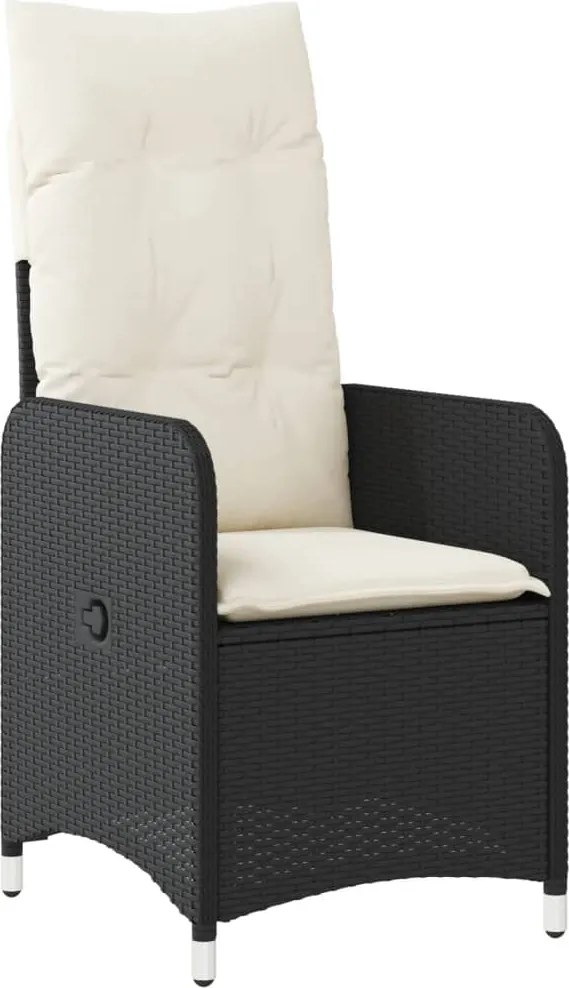 7dílný zahradní bistro set s poduškami černý polyratan 3276979