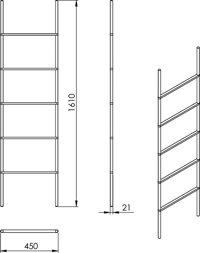 Gedy Gedy, KENTA sušák ručníků 450x1610x21mm, černá/bambus, 303141