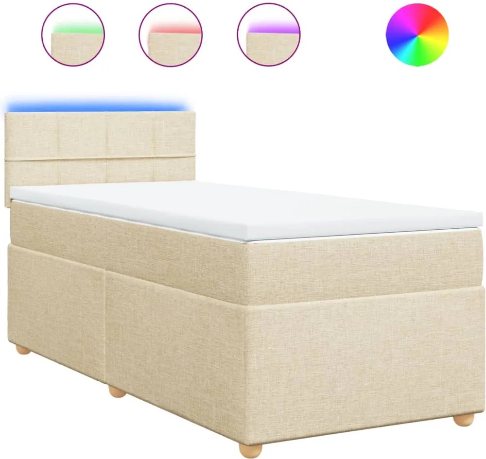 Box spring postel s matrací krémová 90x200 cm textil 3288868