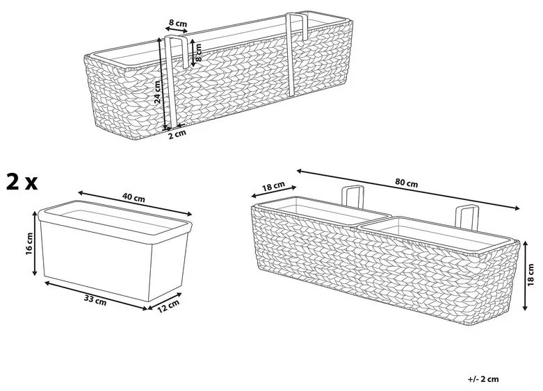Květináč  80 x 20 x 18 cm béžový KAWALA Beliani