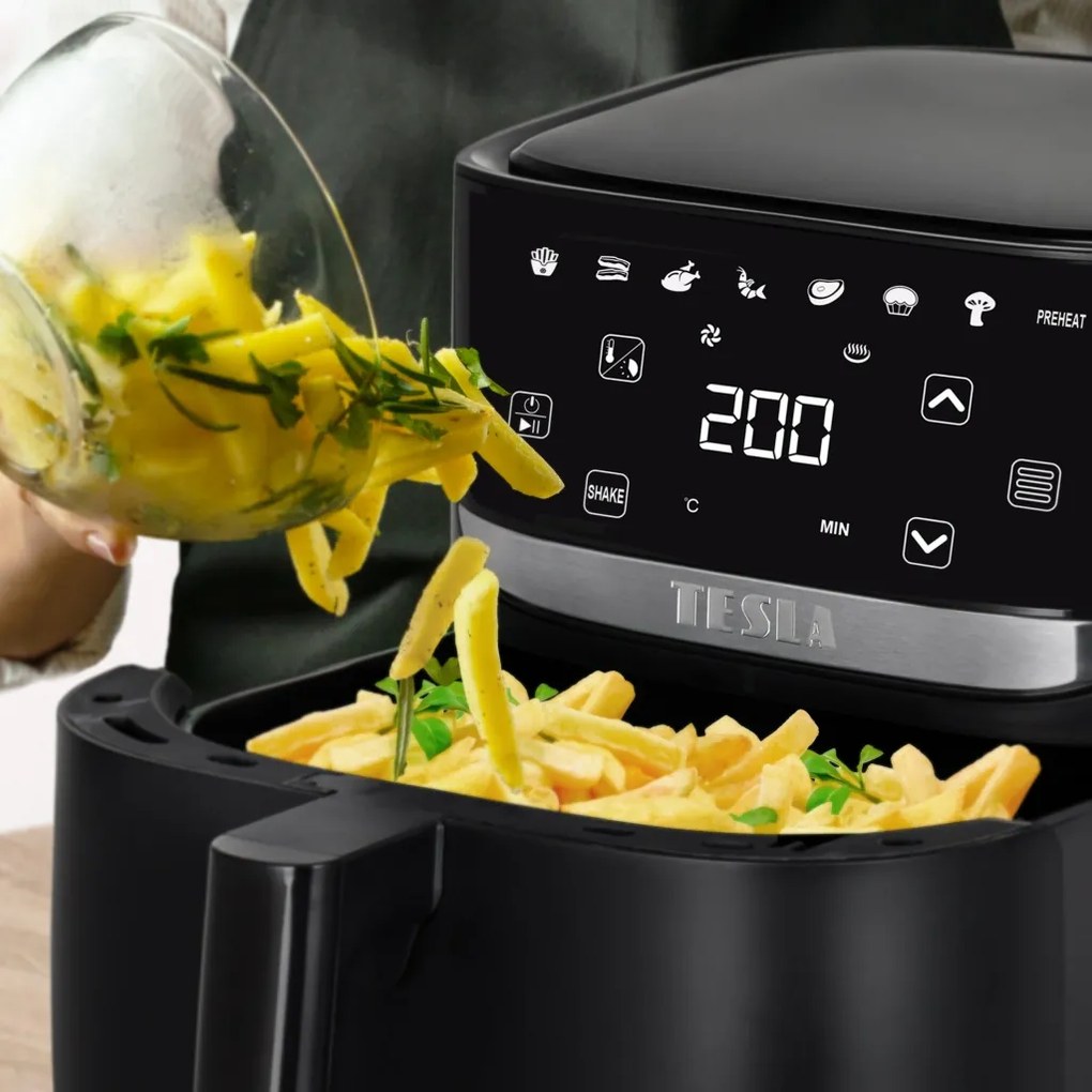 TESLA AirCook Q55 XL - multifunkční digitální horkovzdušná fritéza (černá barva)