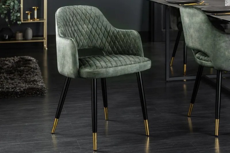 Designová židle Laney šedozelený samet
