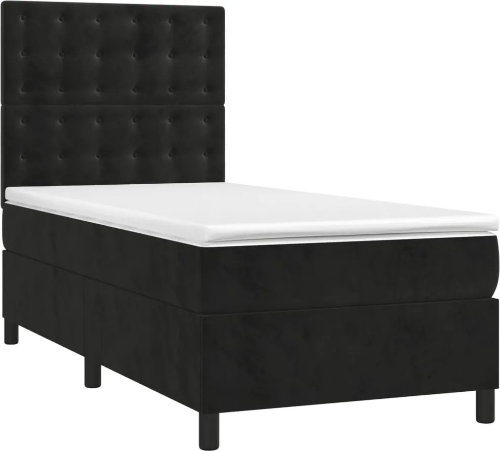 Box spring postel s matrací černá 90x200 cm samet 3143243