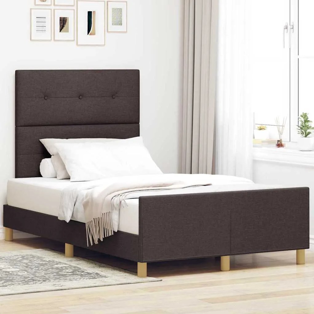 Rám postele s čelo Tmavě hnědá 120 x 200 cm textil 3344721