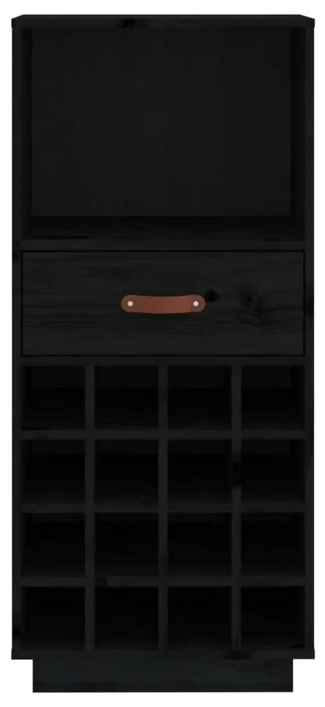 Skříňka na víno černá 45 x 34 x 100 cm masivní borovice,  821536