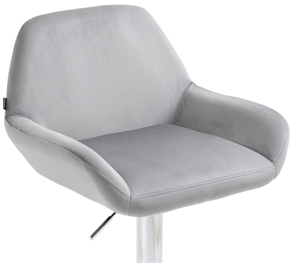 Barová židle Romsey - samet - chromovaný rám | šedá