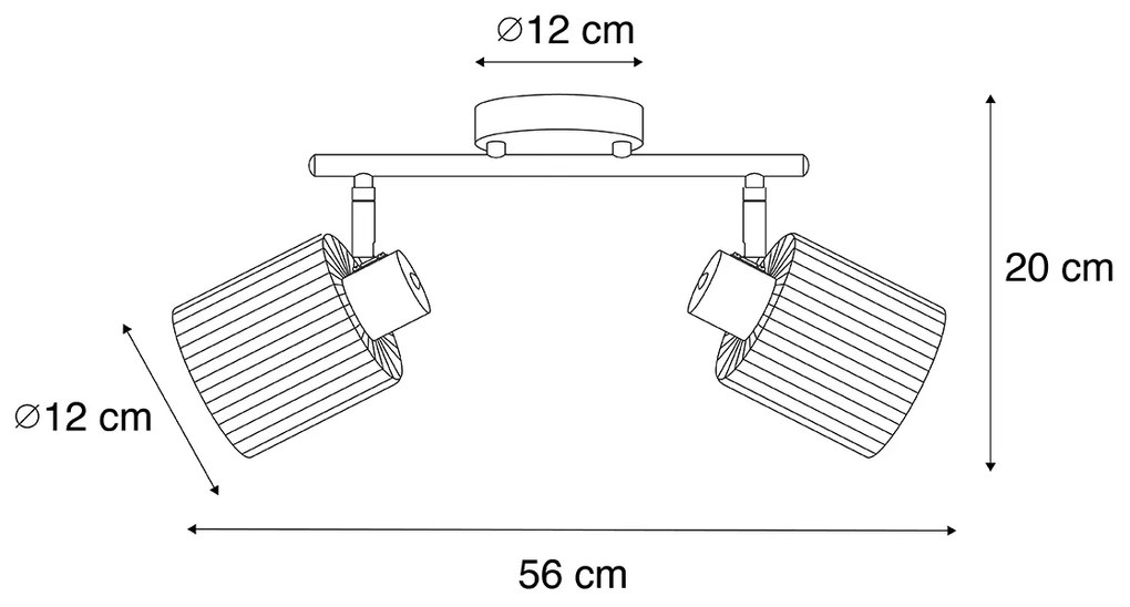 Stropní bodové světlo zlaté se sklem 2-světlo nastavitelné - Laura