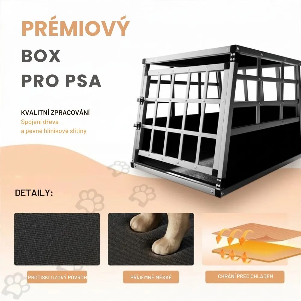 Přepravka pro psa BRUNO, 66x90x72cm, stříbrná/černá Jurhan