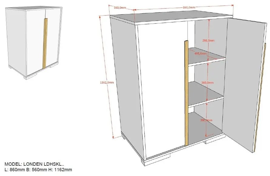 Bílá dětská skříňka 98x116 cm London - Vipack