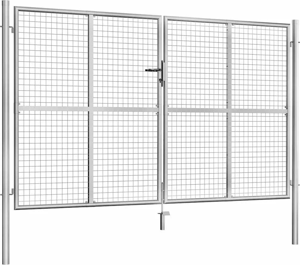 Zahradní branka pozinkovaná ocel 306 x 200 cm stříbrná 144764