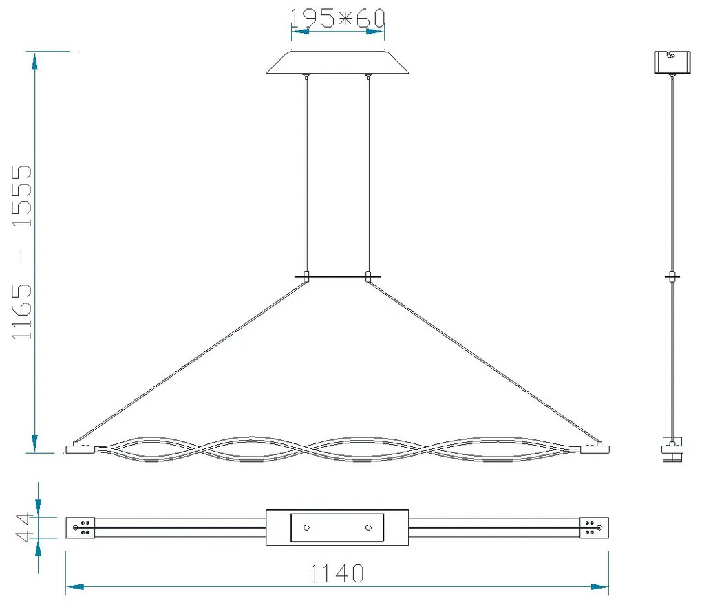 Mantra Sáhara Forja, závěsné LED svítidlo, 36W 2800K stmívatelné, hnědá, šířka 114cm
